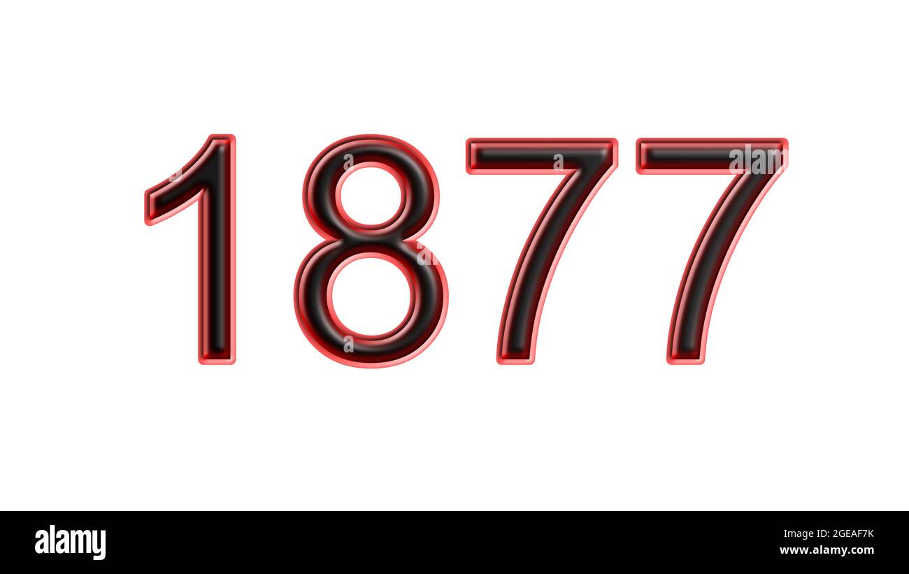 red 1877 number 3d effect white background Stock Photo - Alamy