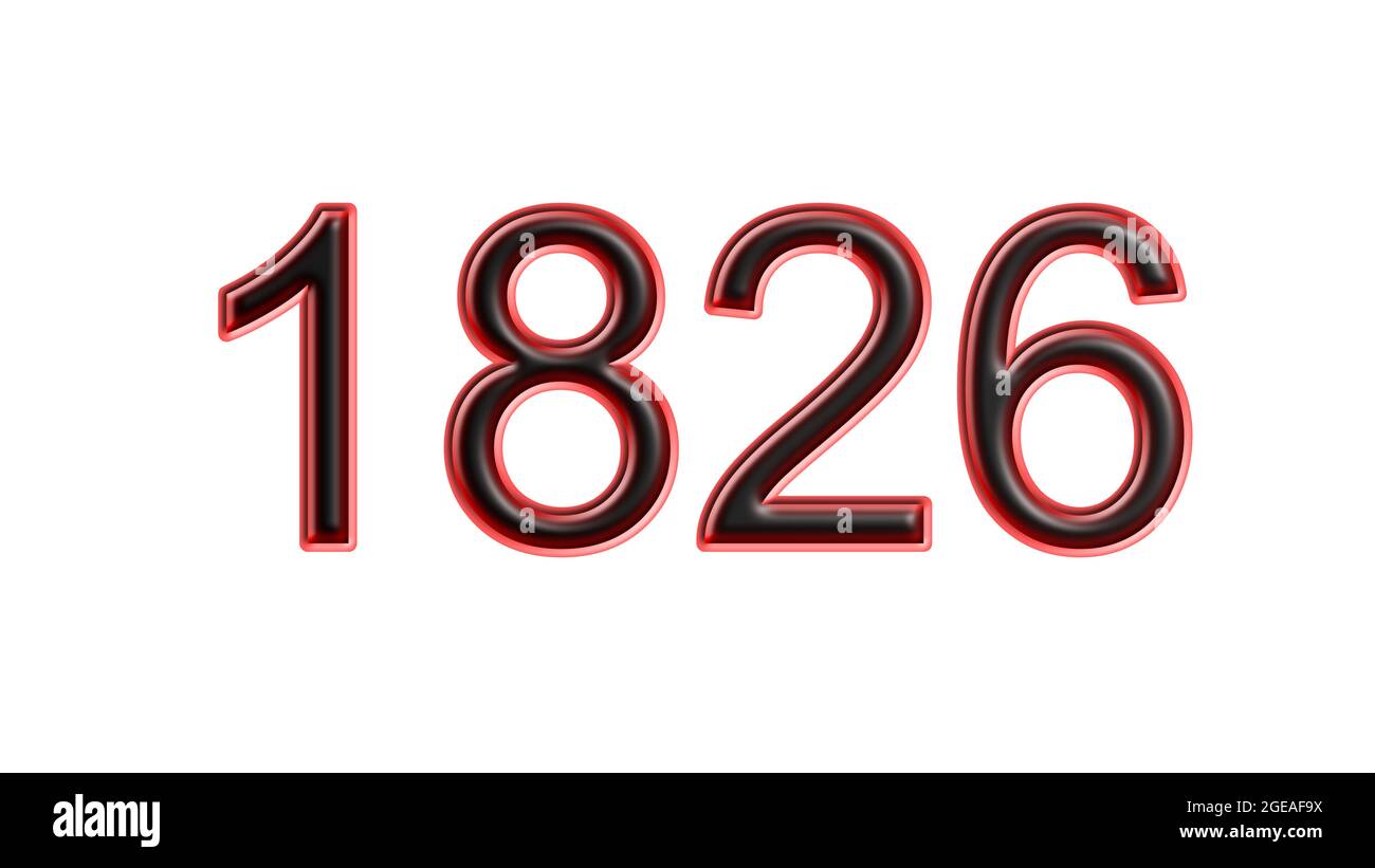 red 1826 number 3d effect white background Stock Photo - Alamy
