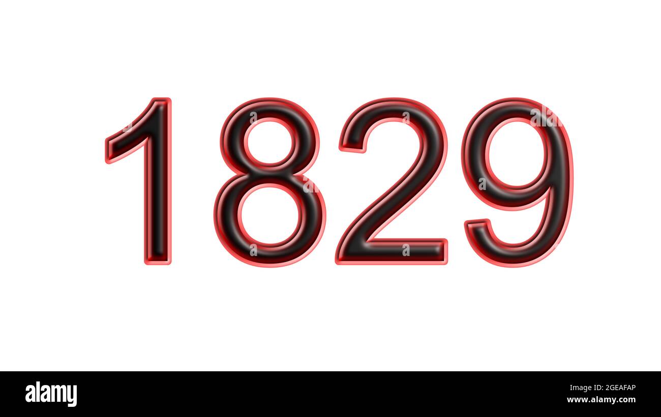 red 1829 number 3d effect white background Stock Photo - Alamy