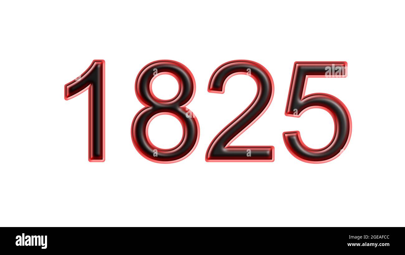 red 1825 number 3d effect white background Stock Photo - Alamy
