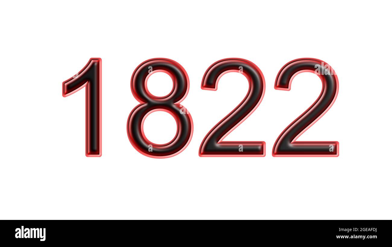 red 1822 number 3d effect white background Stock Photo - Alamy