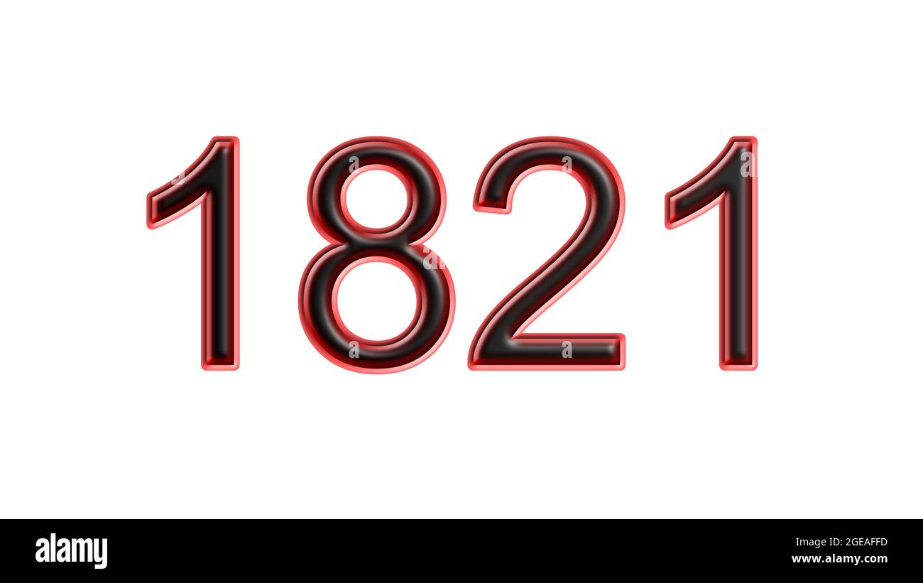 red 1821 number 3d effect white background Stock Photo - Alamy