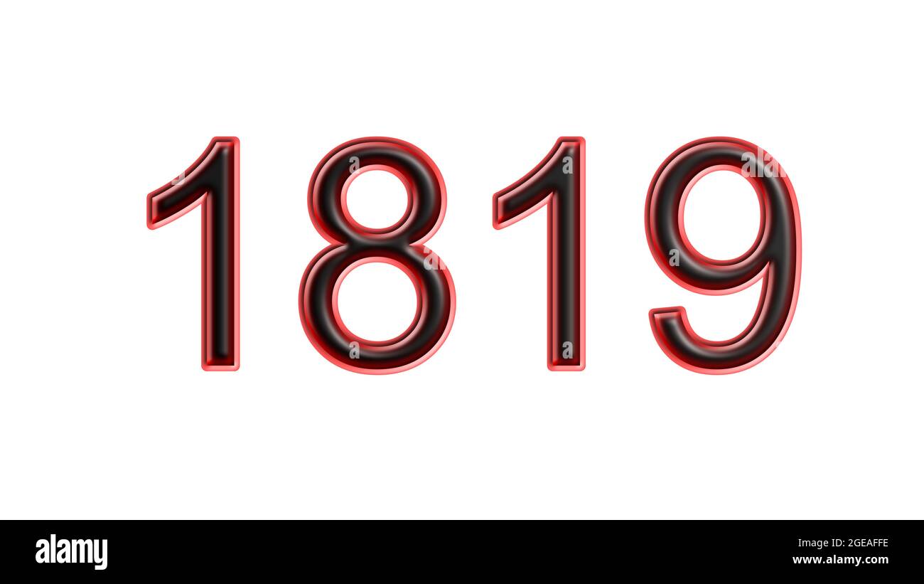 red 1819 number 3d effect white background Stock Photo - Alamy