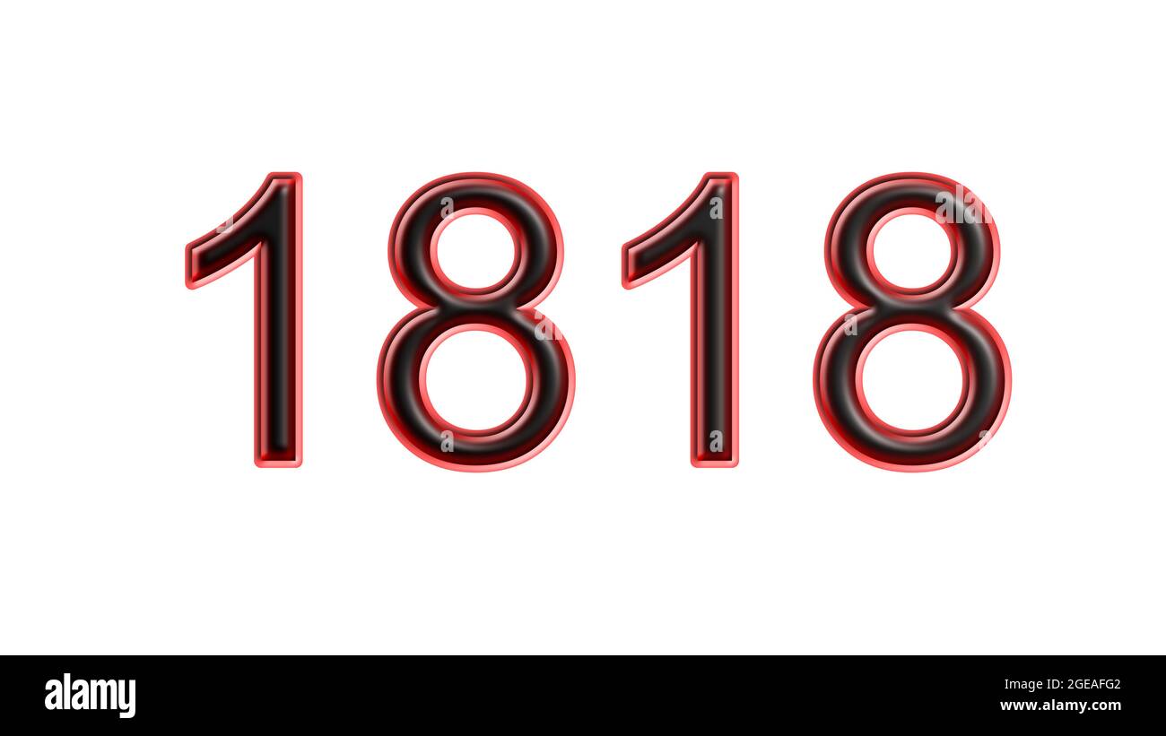 red 1818 number 3d effect white background Stock Photo - Alamy