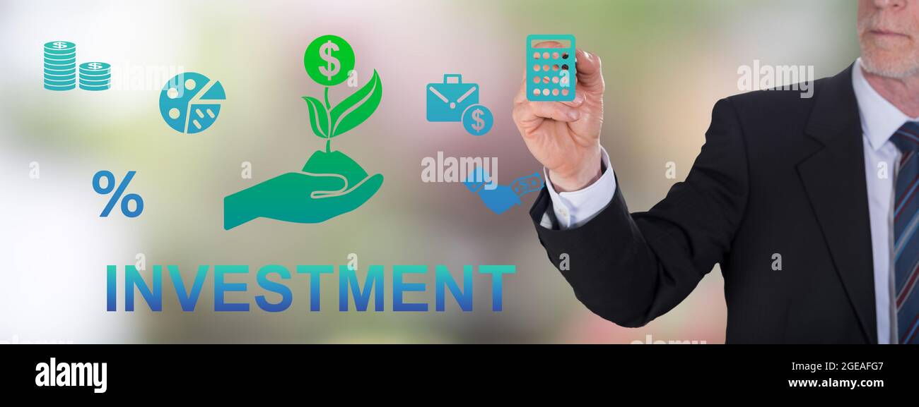 Businessman drawing an investment concept Stock Photo - Alamy