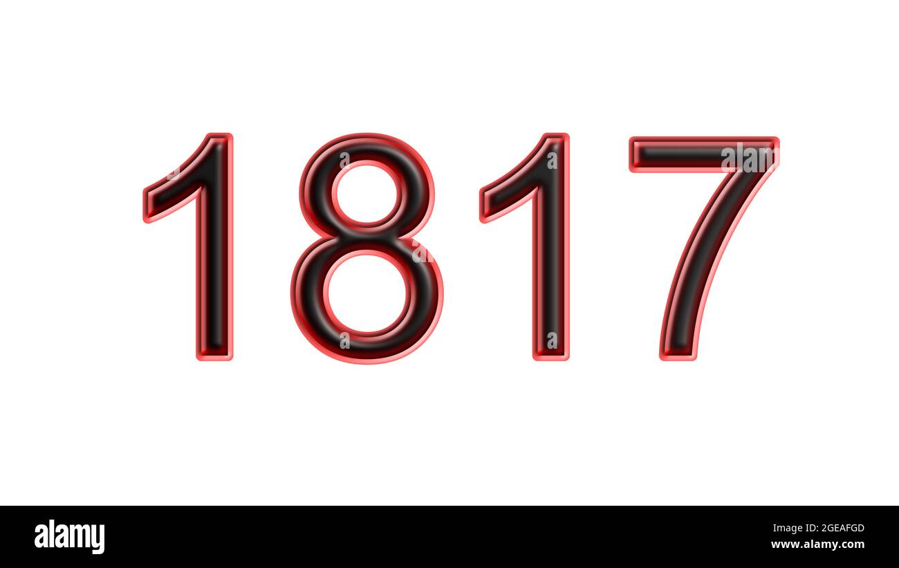 red 1817 number 3d effect white background Stock Photo - Alamy