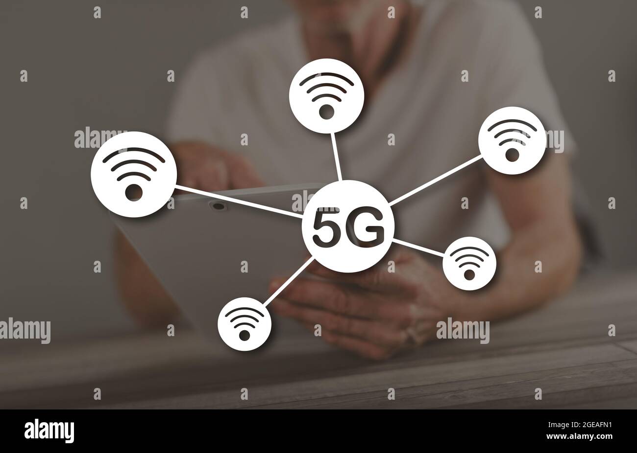 5g concept illustrated by a picture on background Stock Photo - Alamy