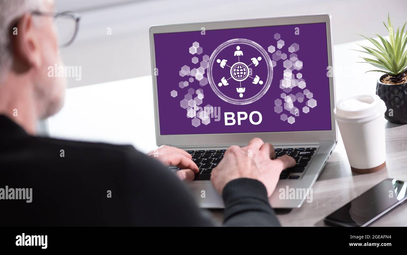 Laptop screen displaying a bpo concept Stock Photo - Alamy
