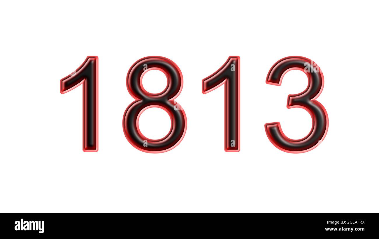 red 1813 number 3d effect white background Stock Photo - Alamy