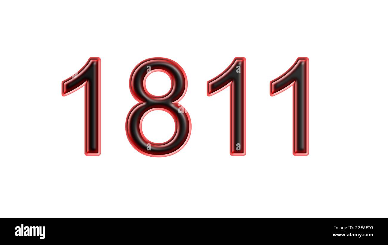 red 1811 number 3d effect white background Stock Photo - Alamy