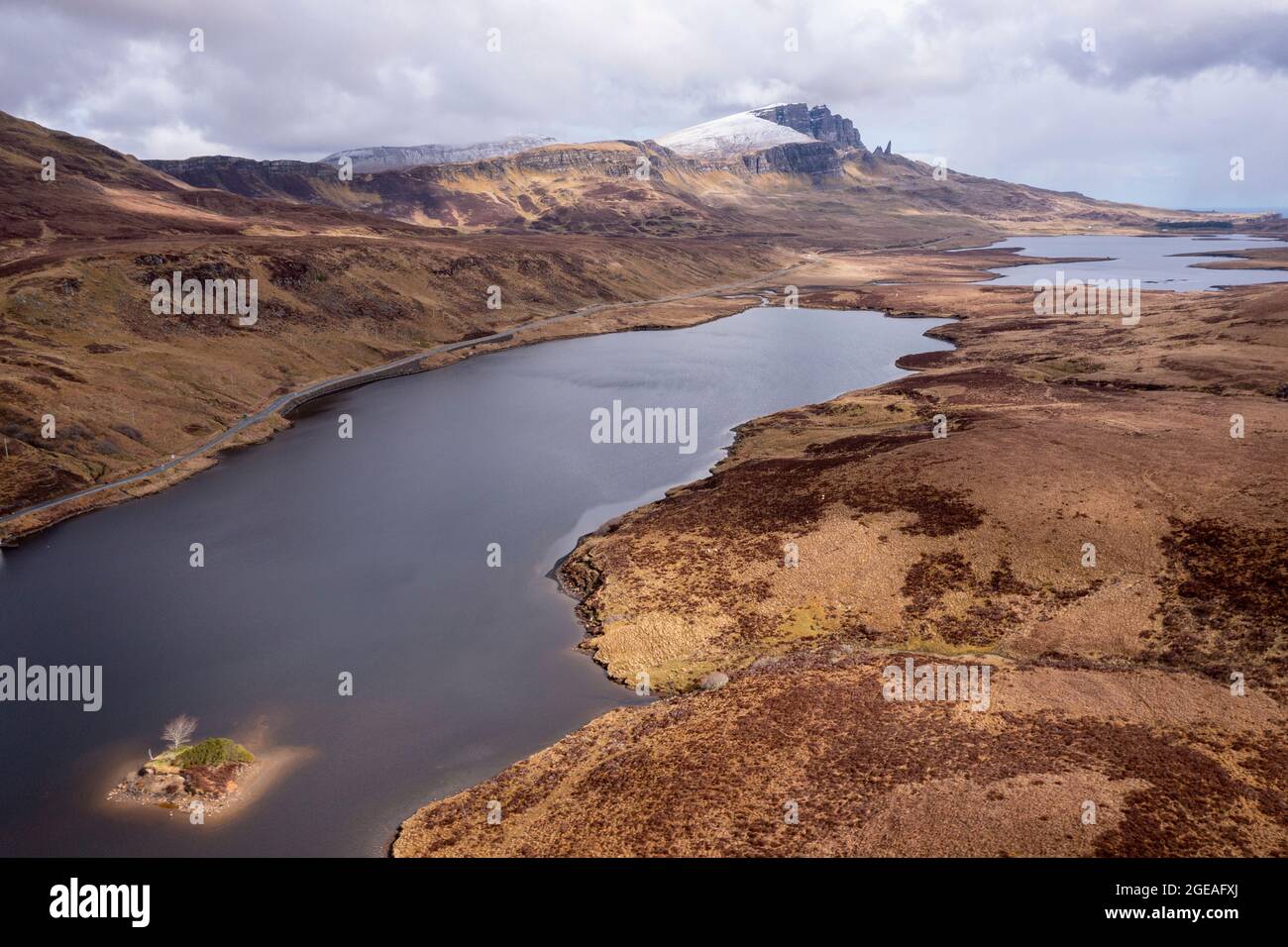 loch fada isle of skye with the old man of storr rock formation beyond ...