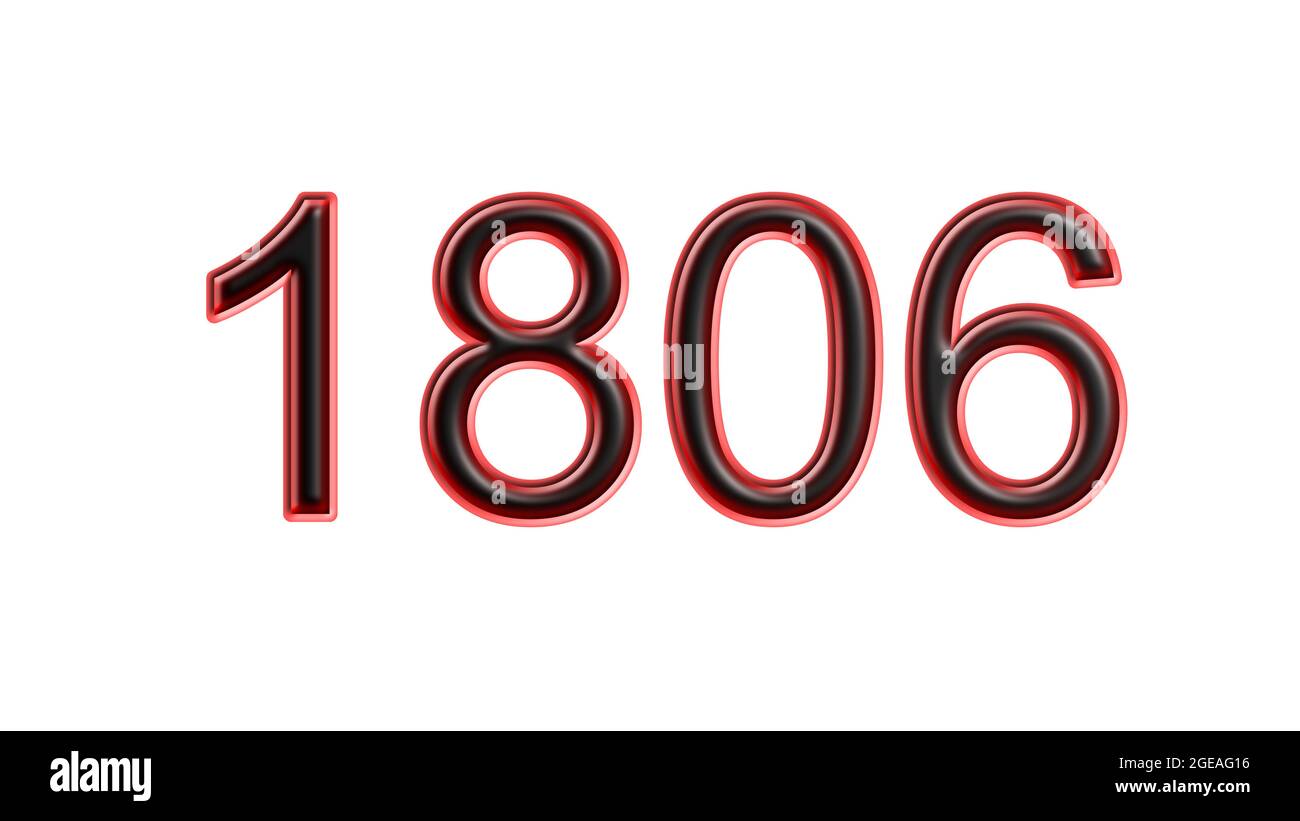 red 1806 number 3d effect white background Stock Photo - Alamy