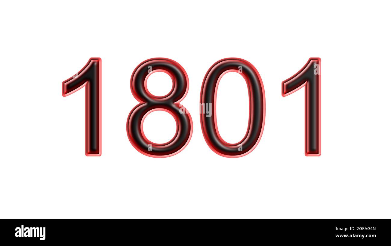 red 1801 number 3d effect white background Stock Photo - Alamy