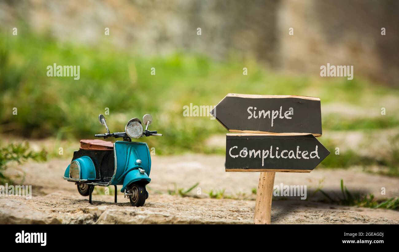 Street Sign the Direction Way to Simple versus Complicated Stock Photo ...