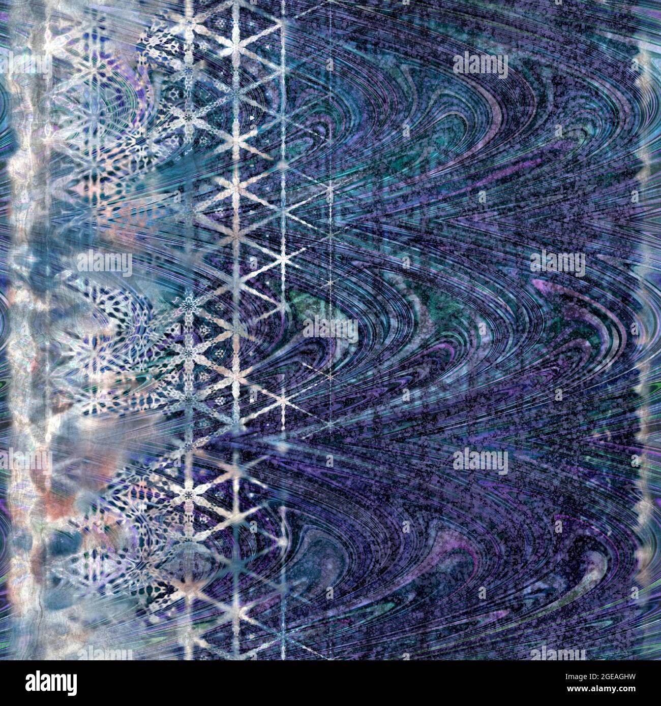 Seamless highly textured intricate and ornate pattern in navy blue ...