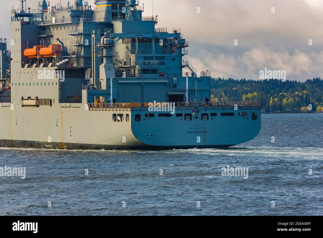 U.S. Navy ship Carl Brashear underway on Puget Sound after leaving ...