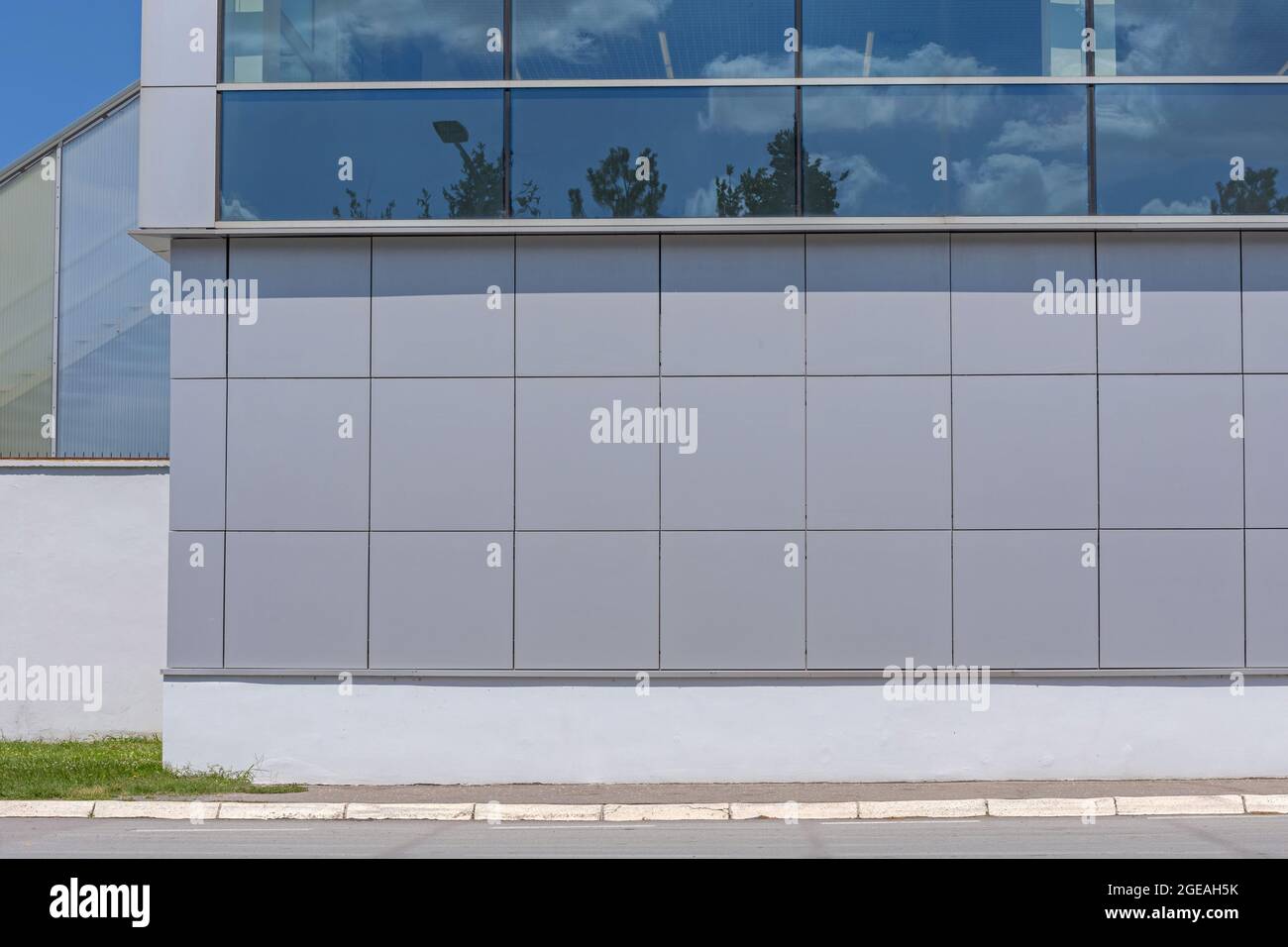 Grey Metal Wall at Industrial Building Exterior Stock Photo - Alamy