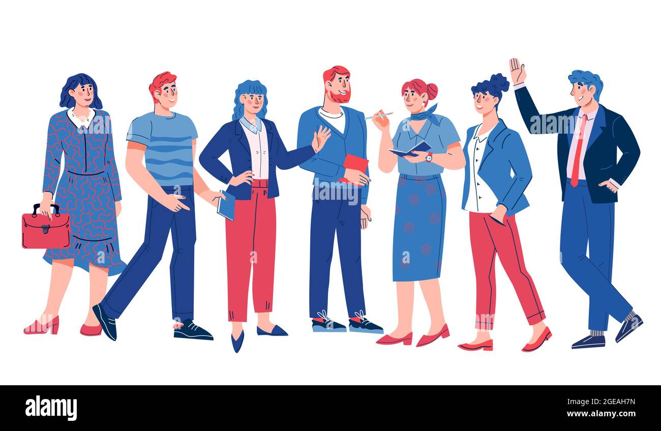 Business People Team flat cartoon vector illustration isolated on white ...