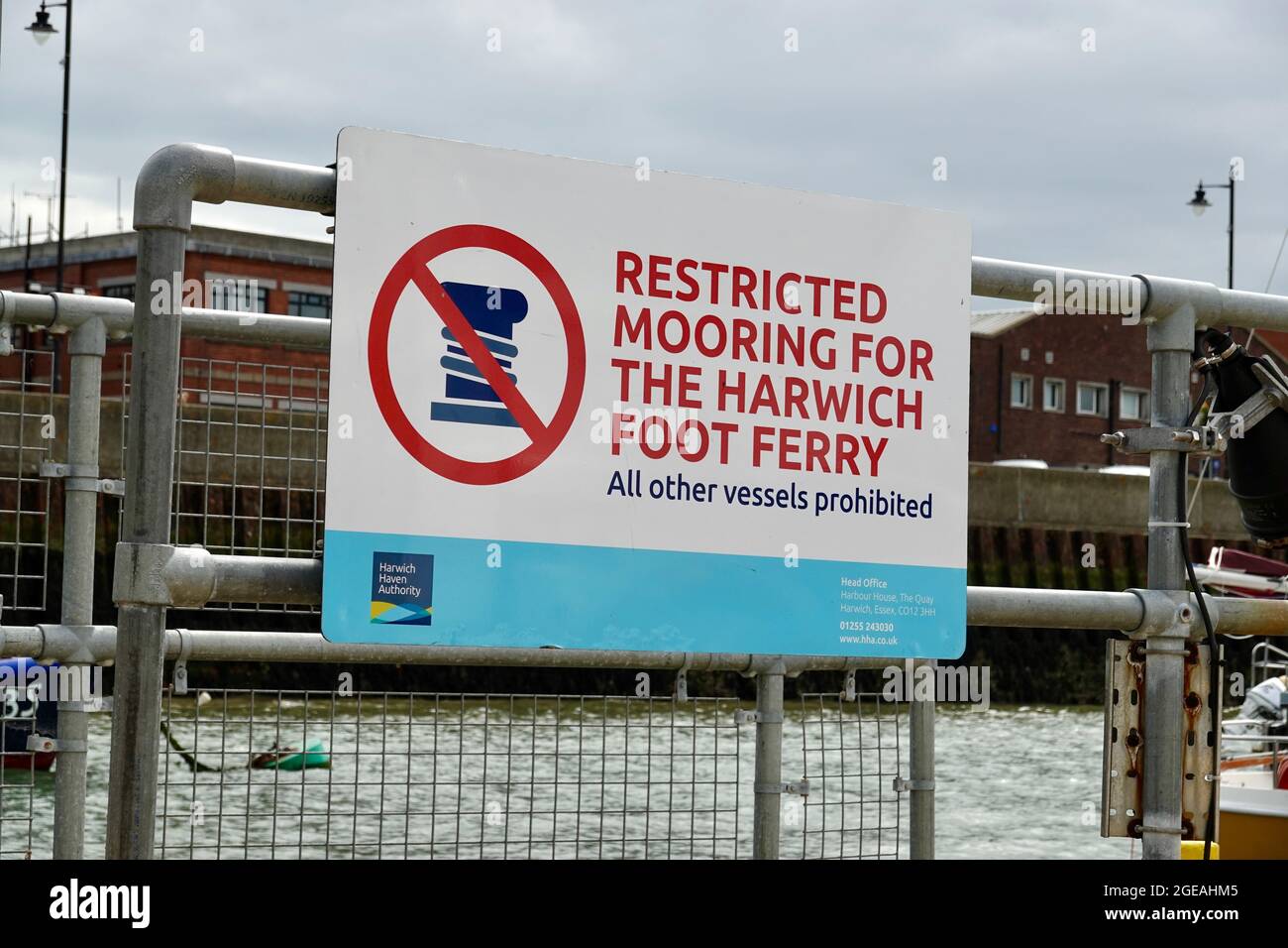 Harwich, Essex - 18 August 2021: Mooring reserved for the harbour foot ...