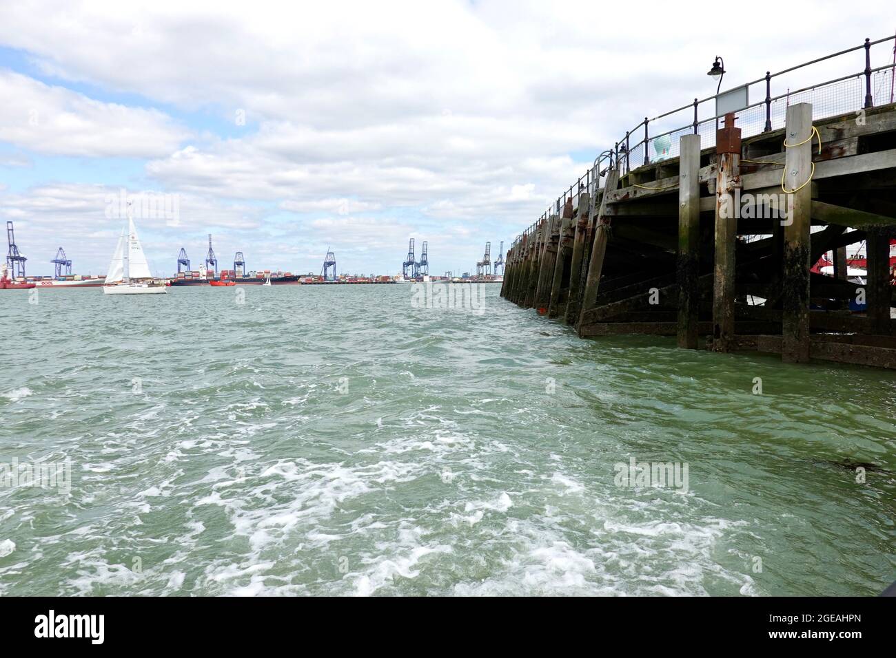 Harwich, Essex - 18 August 2021: The harbour seen from a mooring at the ...