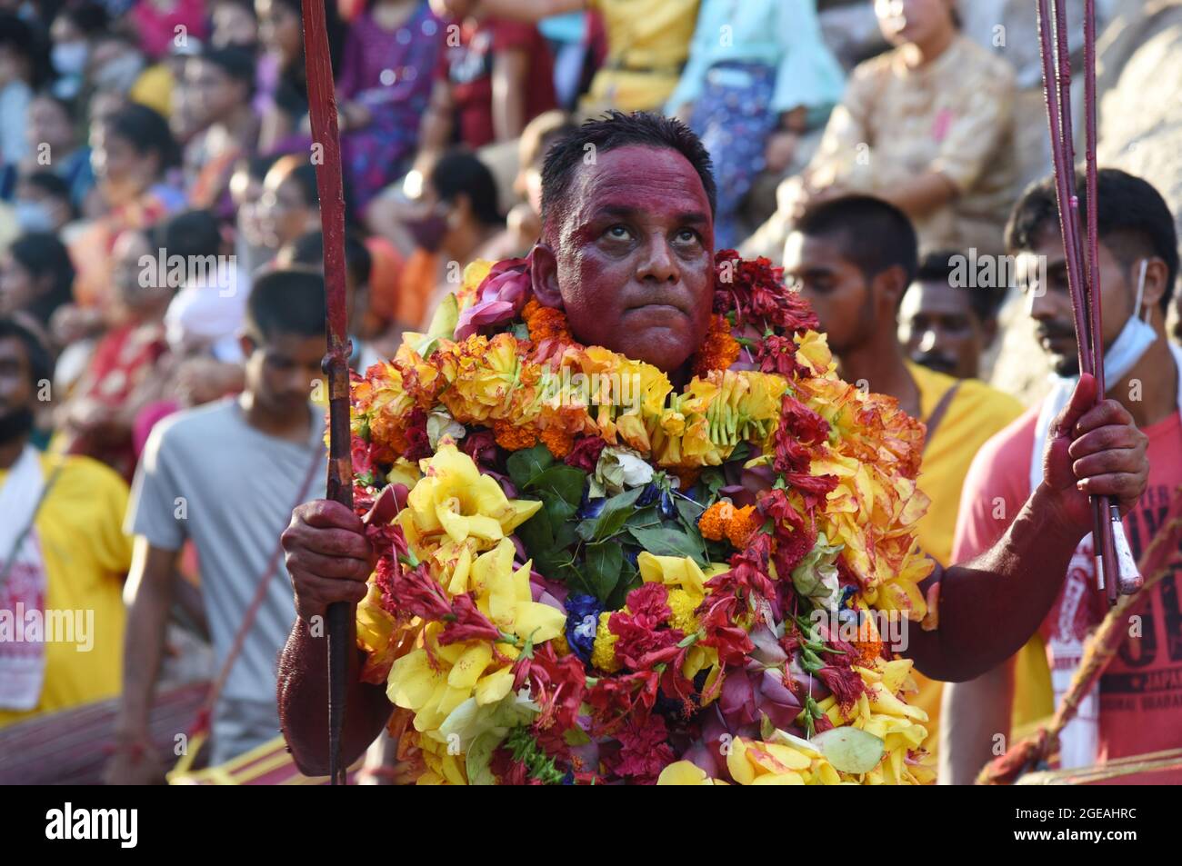 Guwahati, Guwahati, India. 18th Aug, 2021. Deodhani dancer perform ...
