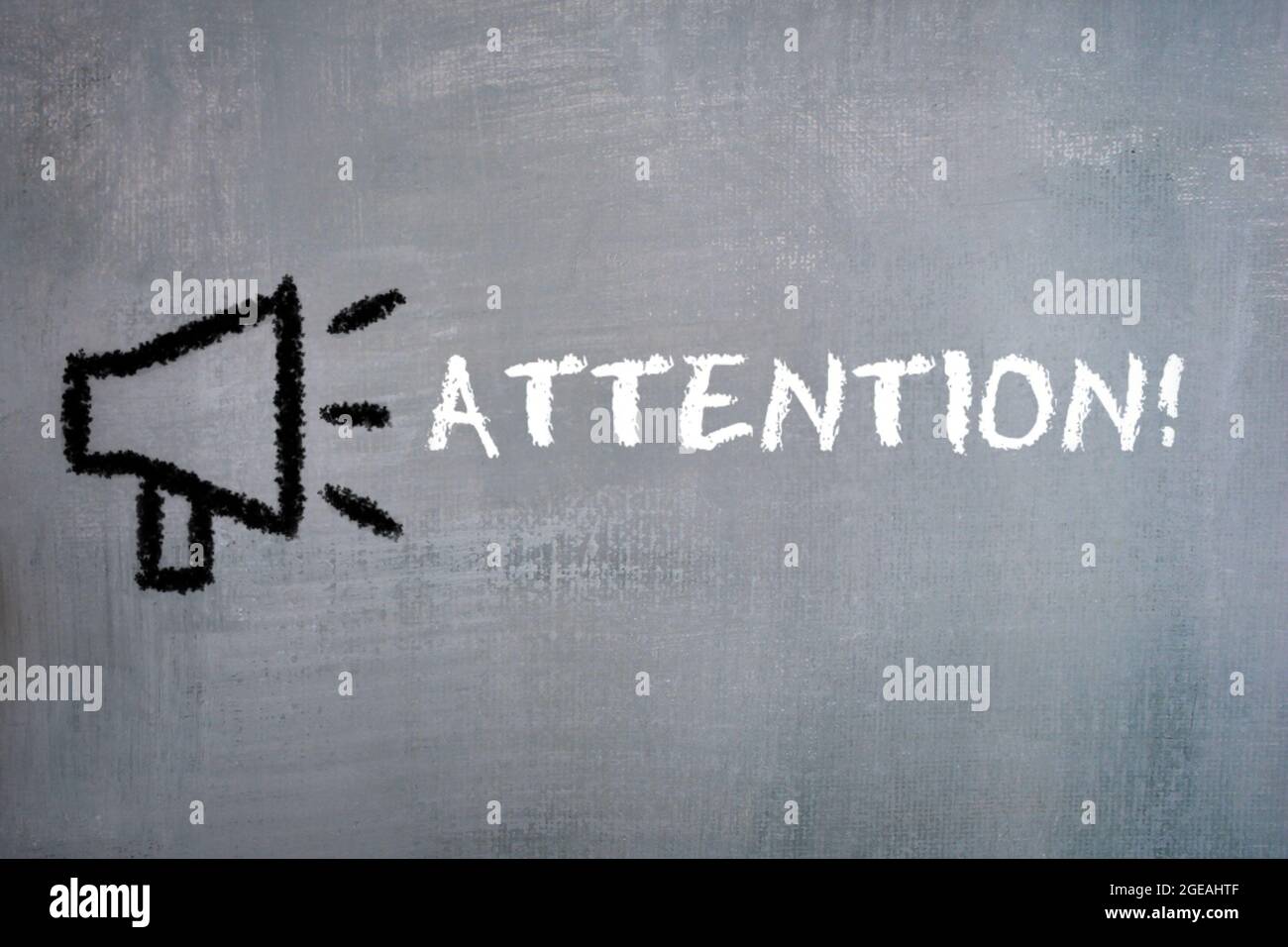 Chalkboard drawing image of megaphone and text ATTENTION! Stock Photo ...