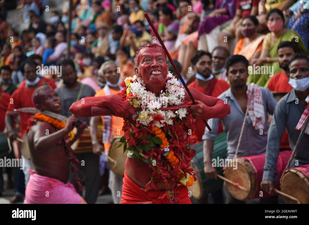 Guwahati, Guwahati, India. 18th Aug, 2021. Deodhani dancer perform ...