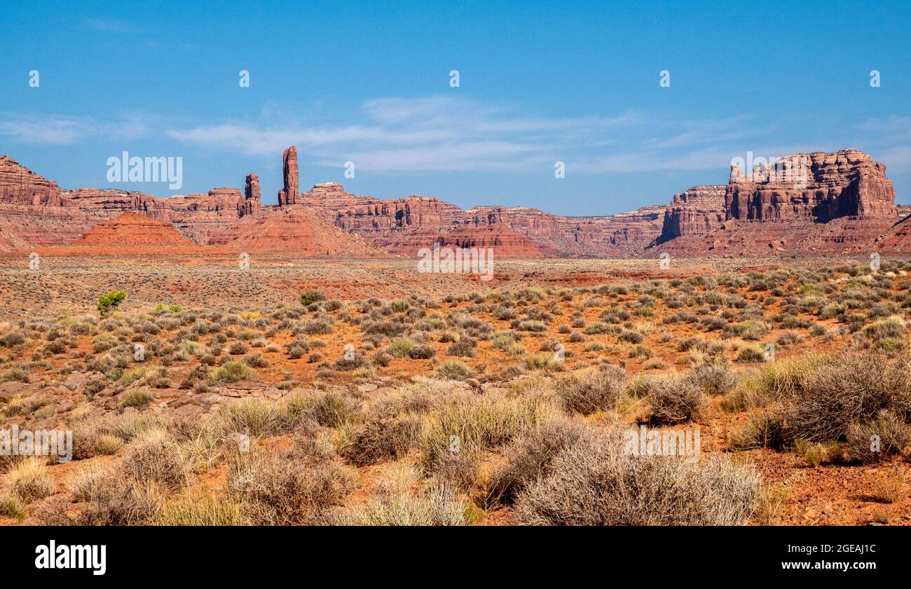 Majestic view of red rock monuments and pinnacles at the Valley of the ...