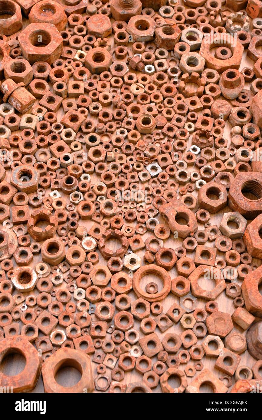 Steel Hex Nut Rusty Ocher Background Texture Bolt Plain Stainless ...