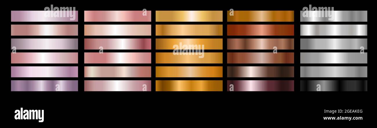 Metal Gradient Collection of Rose Gold, Golden, Bronze and Silver ...