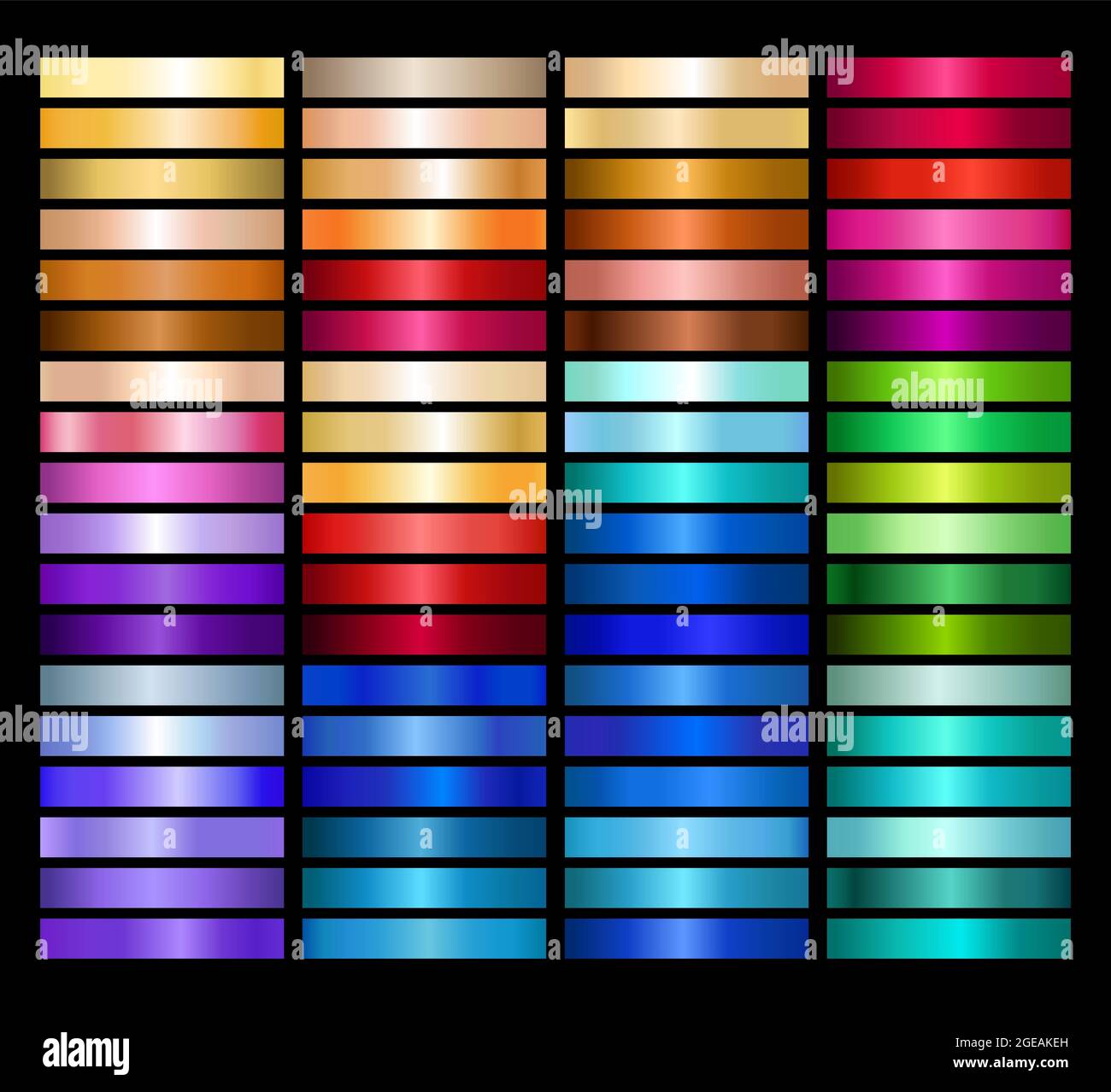 Metal Gradient Collection of Every Color Swatches Stock Vector Image ...