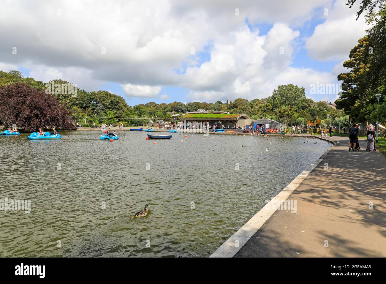 Coronation Park Boating lake, Helston, Cornwall, England, UK Stock ...
