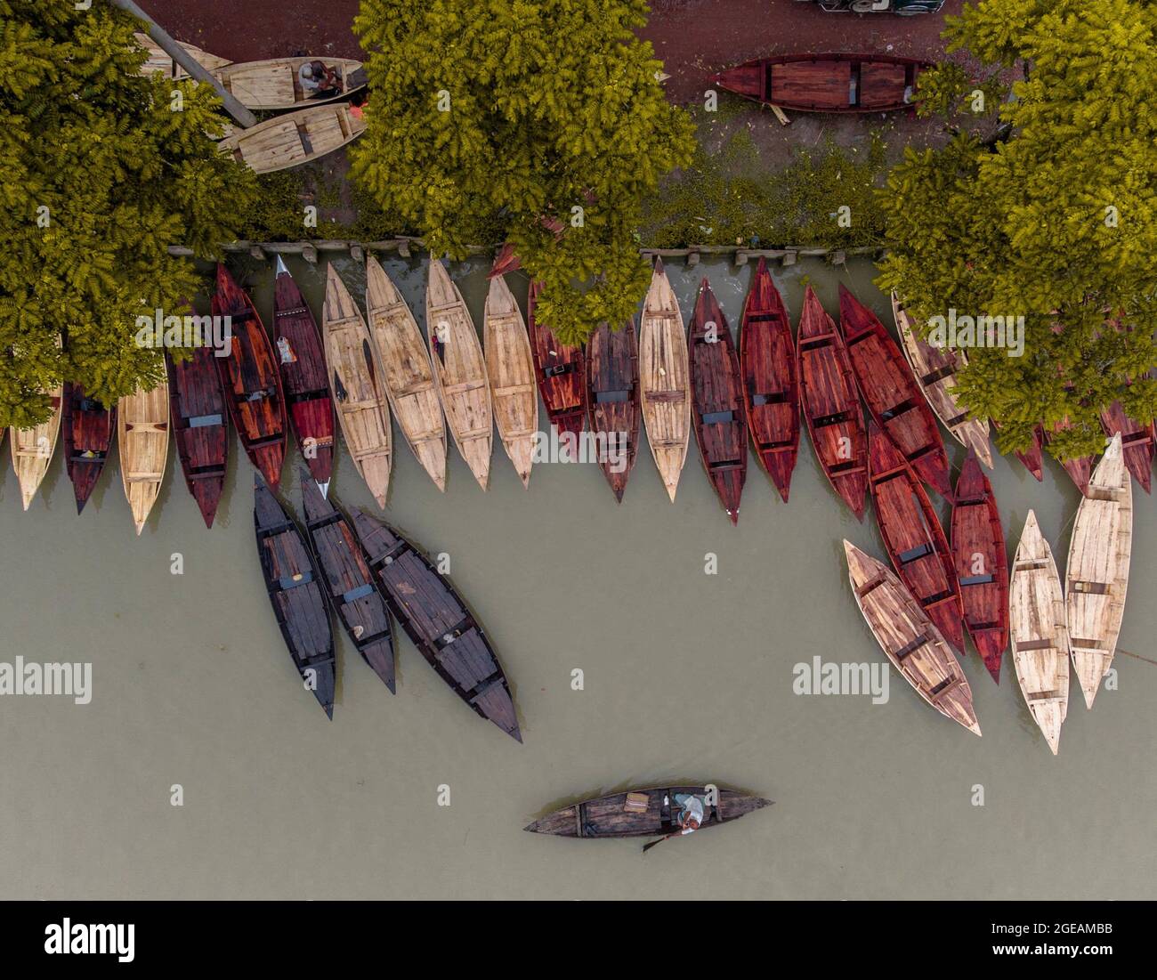 Aerial view of the Boat makers manufacture wood Boats at âÂ€ÂœNoukar ...