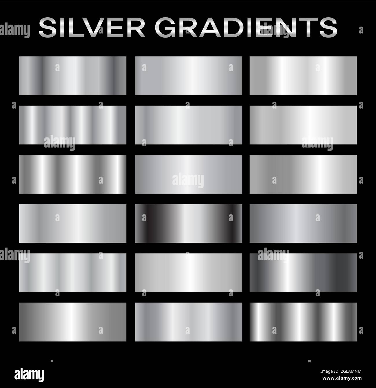 Silver Metal Gradient Collection of Swatches Stock Vector Image & Art ...