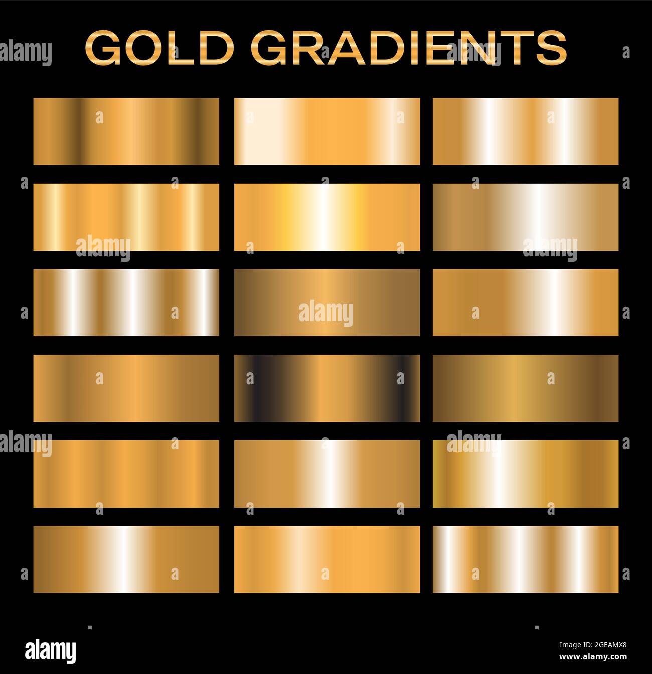 Gold Metal Gradient Collection of Golden Swatches Stock Vector Image ...
