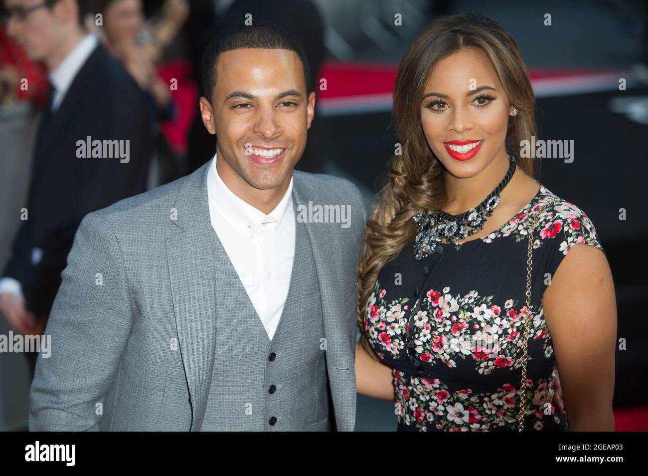 London. UK. JLS Marvin Humes and wife Rochelle Wiseman at the World ...