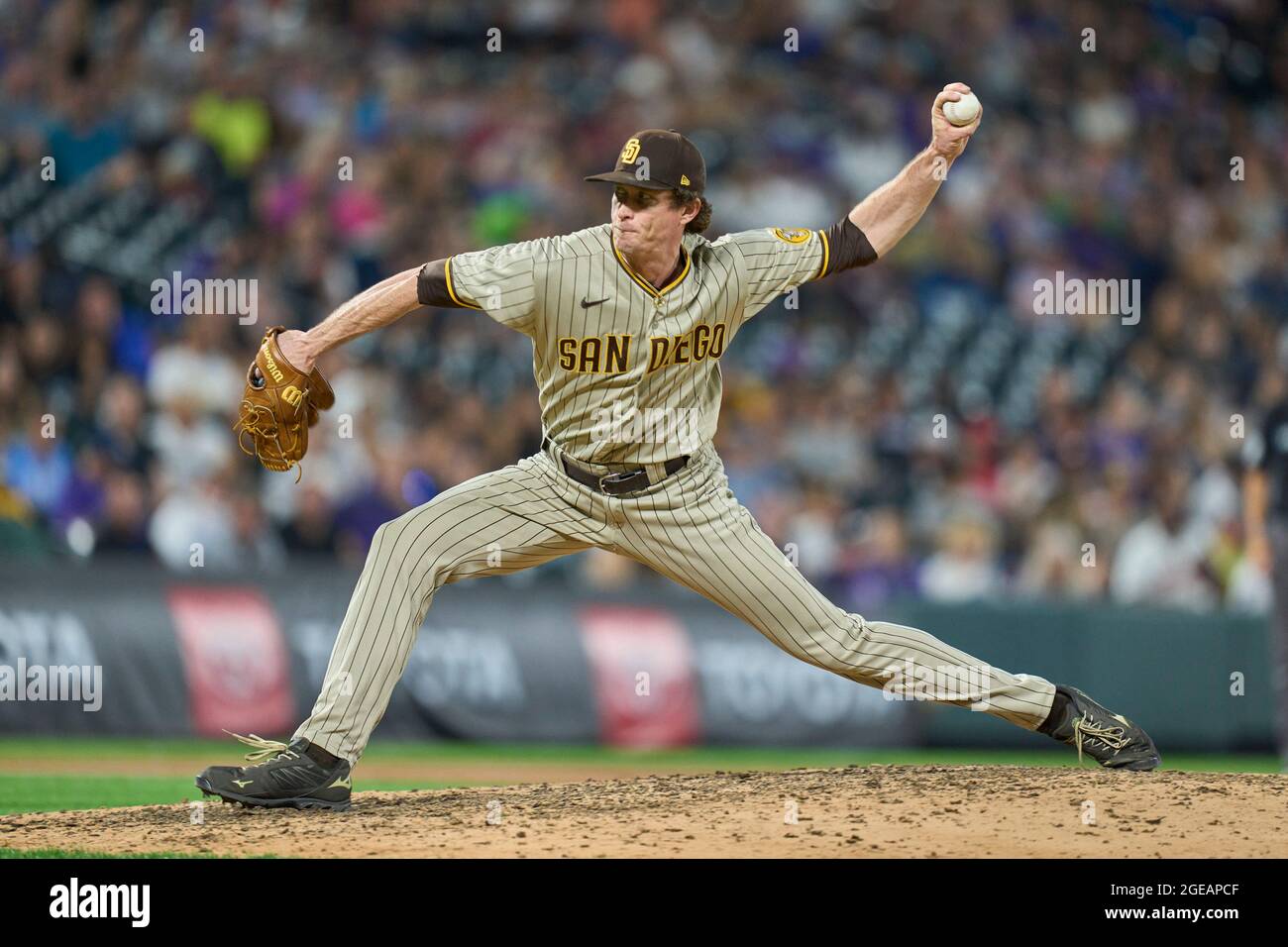 August 17 2021: San Diego pitcher Tim Hill (25) throws a pitch during ...