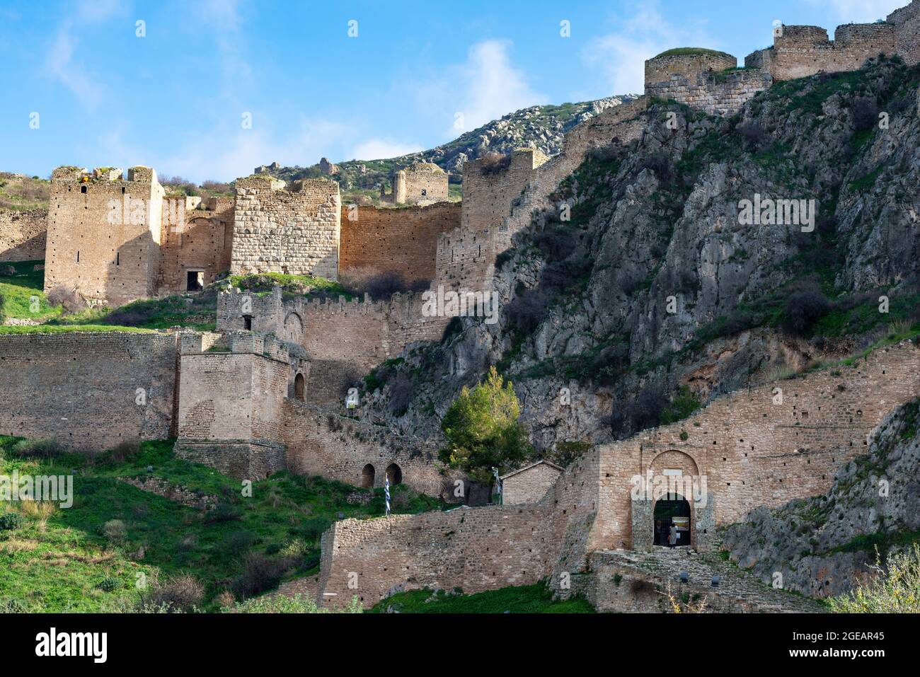 Looking up at the walls of Acrocorinth, The fortress was continuously ...