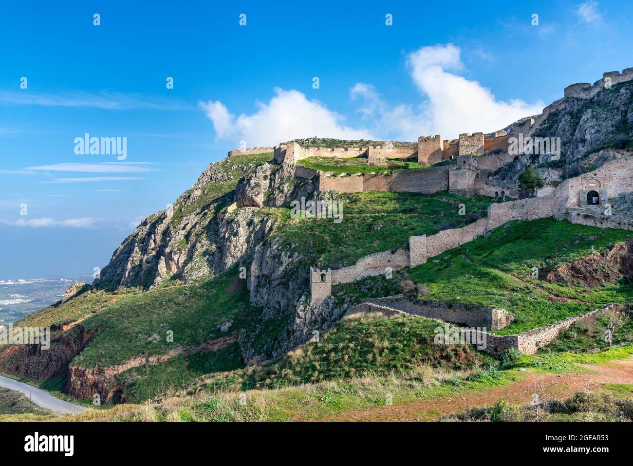 Looking up at the walls of Acrocorinth, The fortress was continuously ...