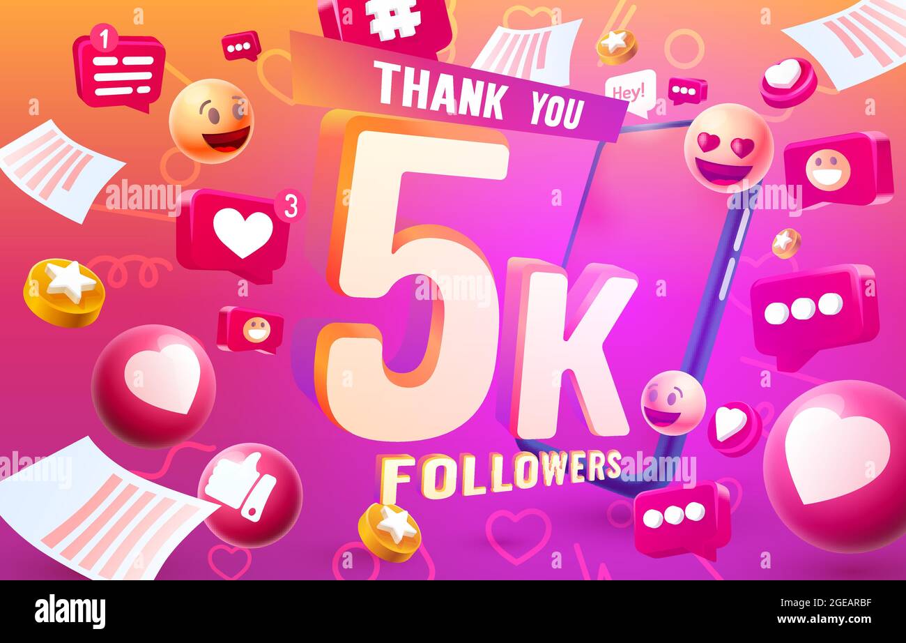Thank you followers peoples, 5k online social group, happy banner ...