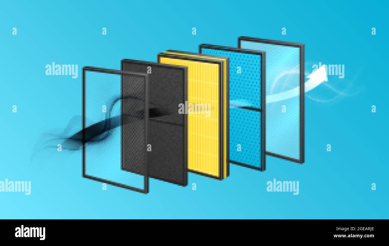 Layered materials realistic composition with view of layers row with ...