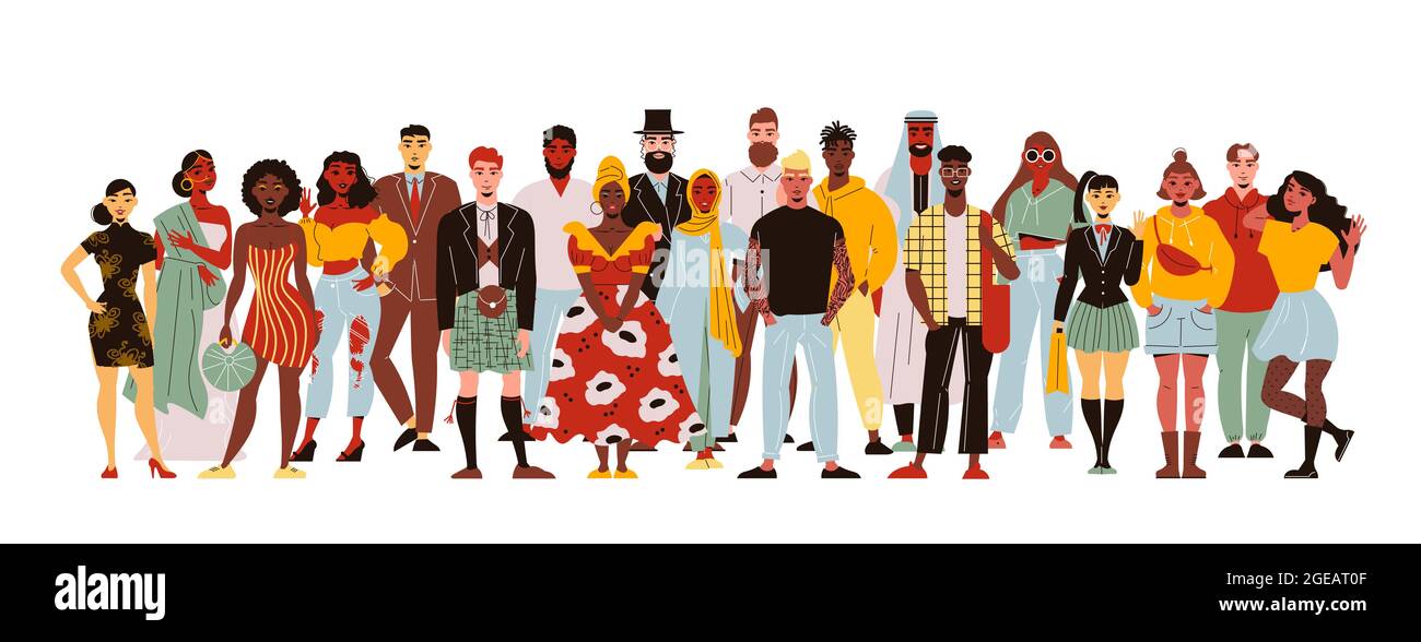 Nationality people crowd composition with human characters of people of ...