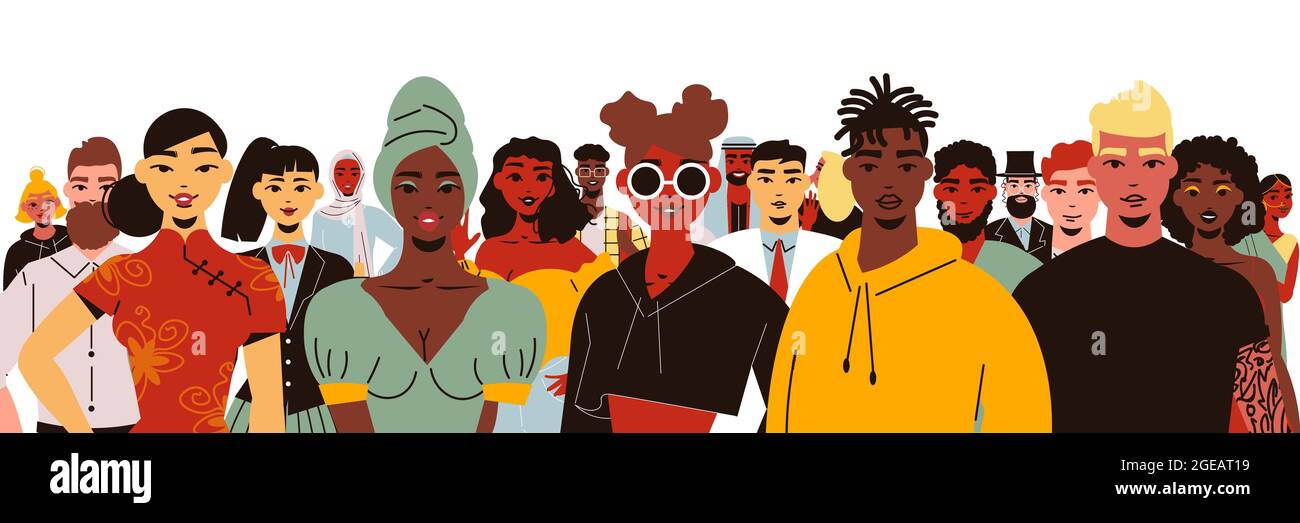 Nationality people social diversity composition with human characters ...