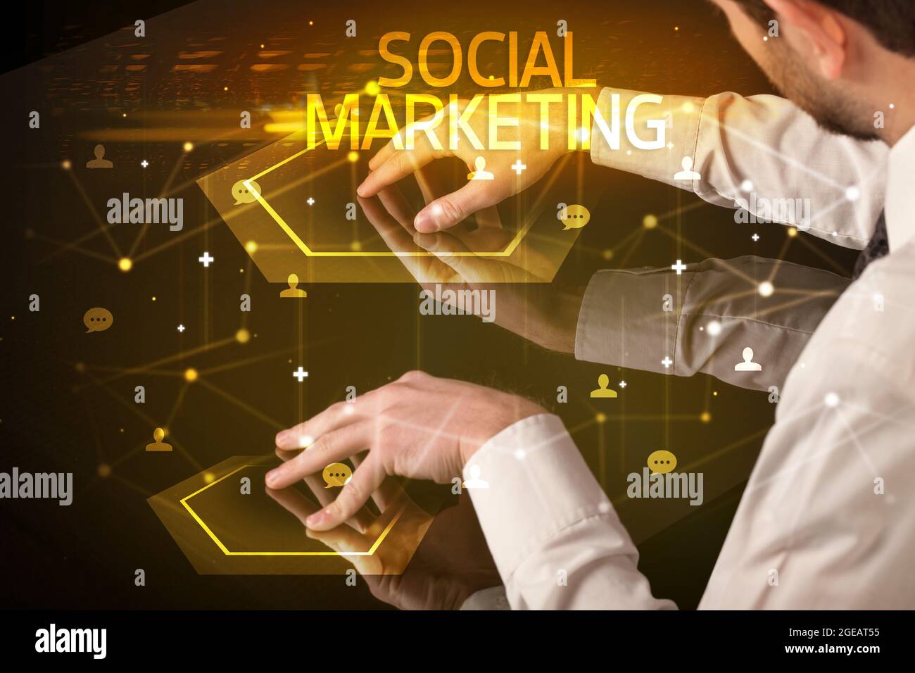 Navigating social networking with social icons Stock Photo - Alamy