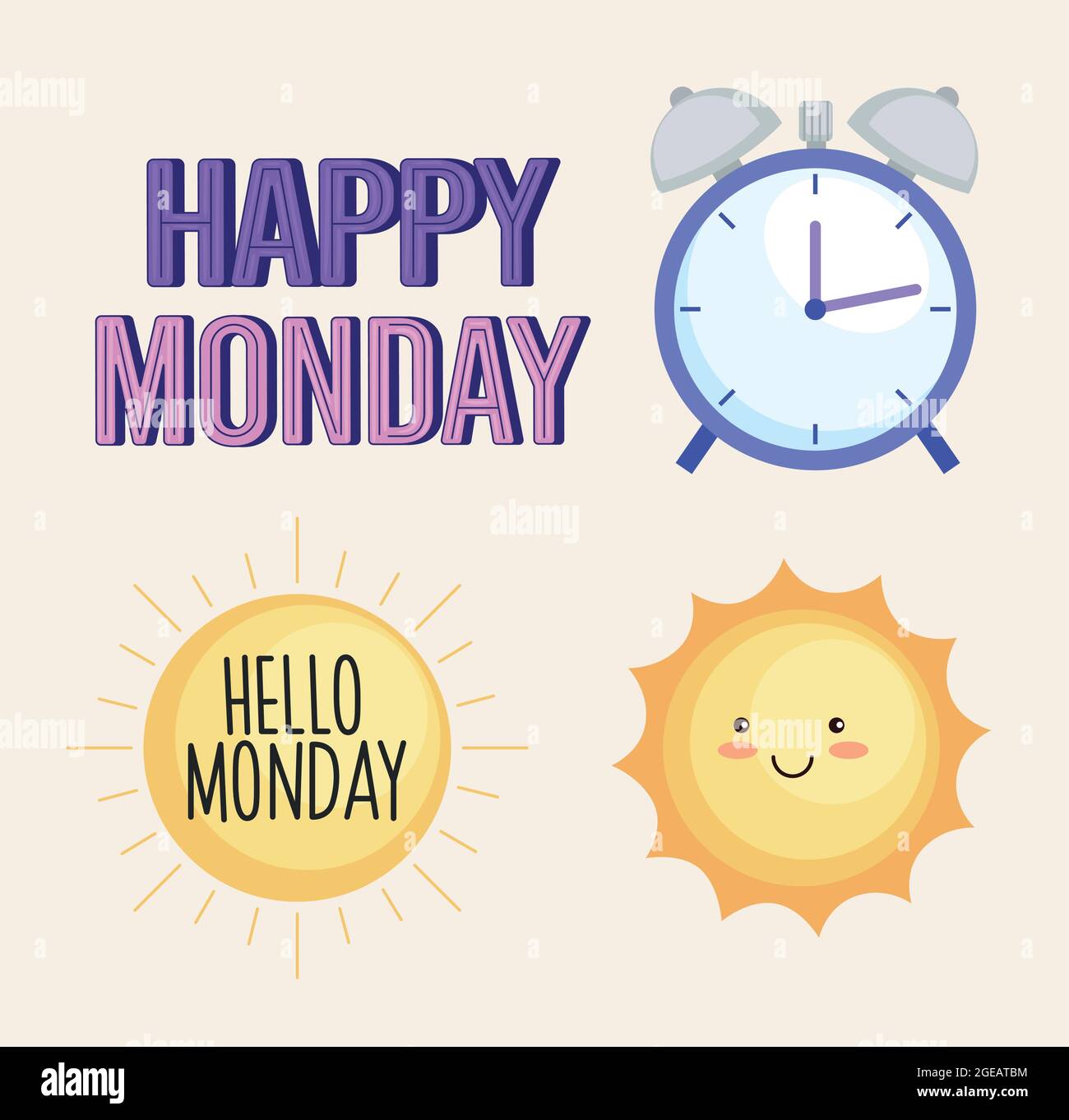 happy monday icons Stock Vector Image & Art - Alamy