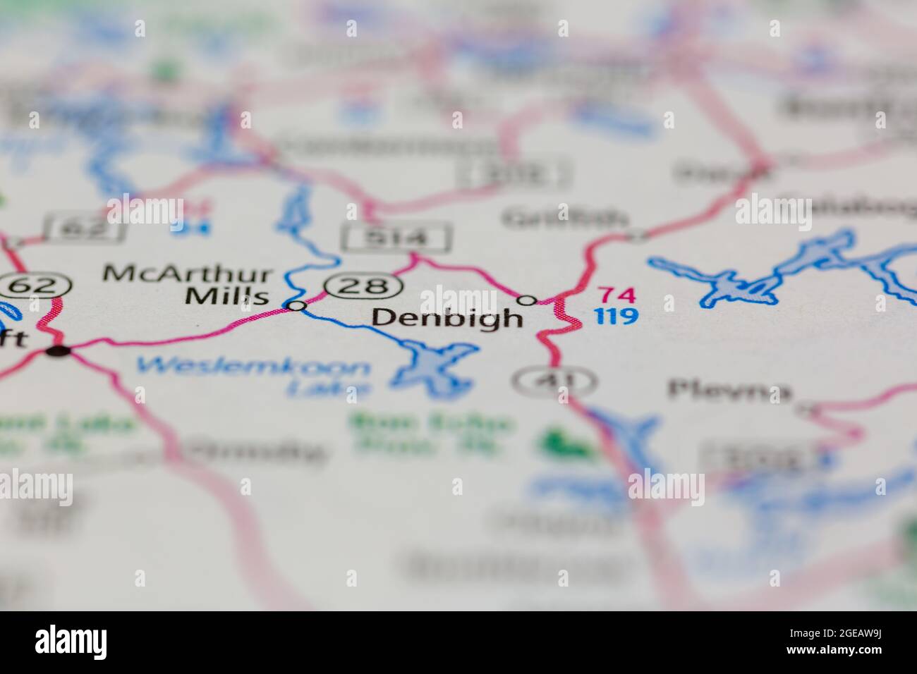 Denbigh Ontario Canada shown on a road map or Geography map Stock Photo ...