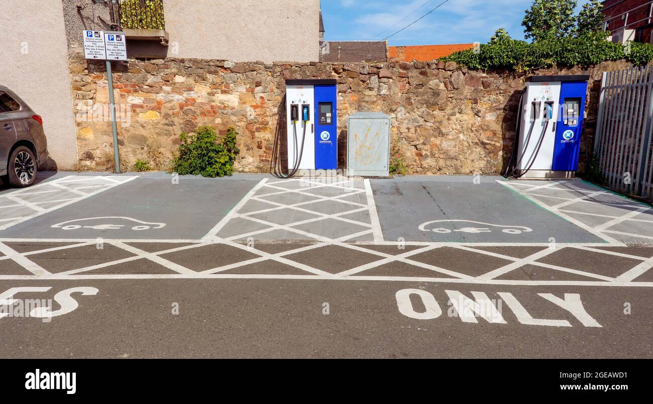 Electric Vehicle charging station and bays in Musselburgh, East Lothian ...
