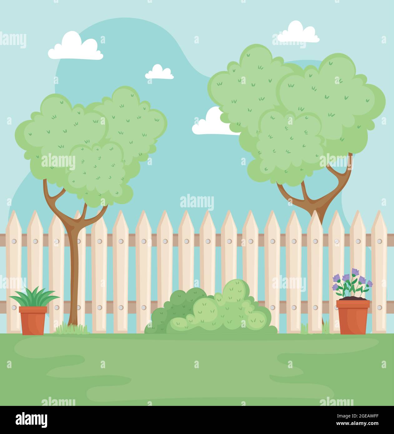 backyard garden scene Stock Vector Image & Art - Alamy