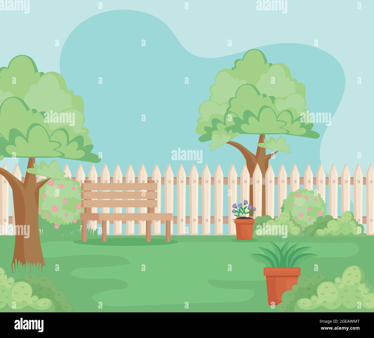 garden backyard scene Stock Vector Image & Art - Alamy