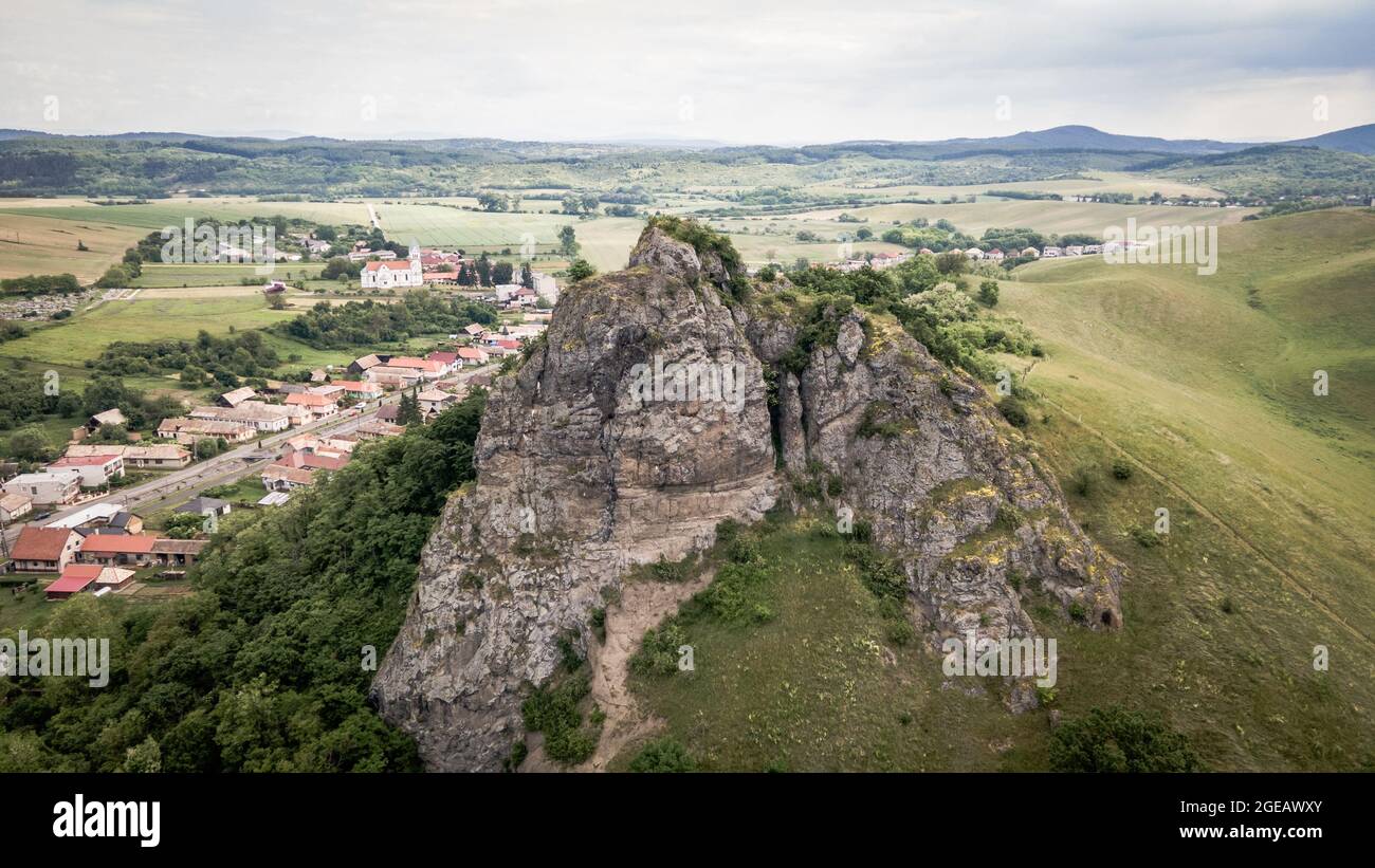 Aerial view of Sovi castle in Surice village in Slovakia Stock Photo ...